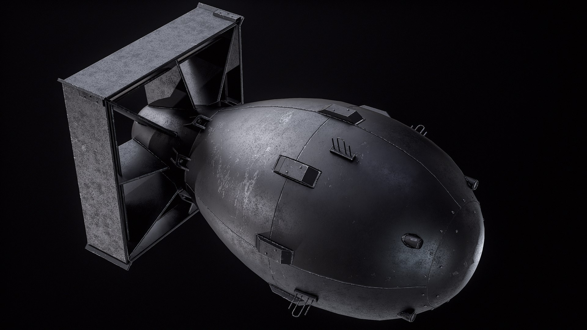 3D Nuclear Bomb Fatman Black PBR - TurboSquid 2147687