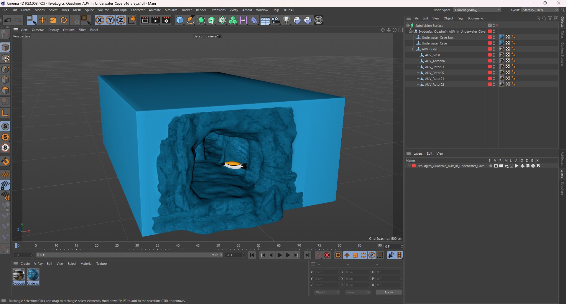 EvoLogics Quadroin AUV In Underwater Cave Model - TurboSquid 2383171
