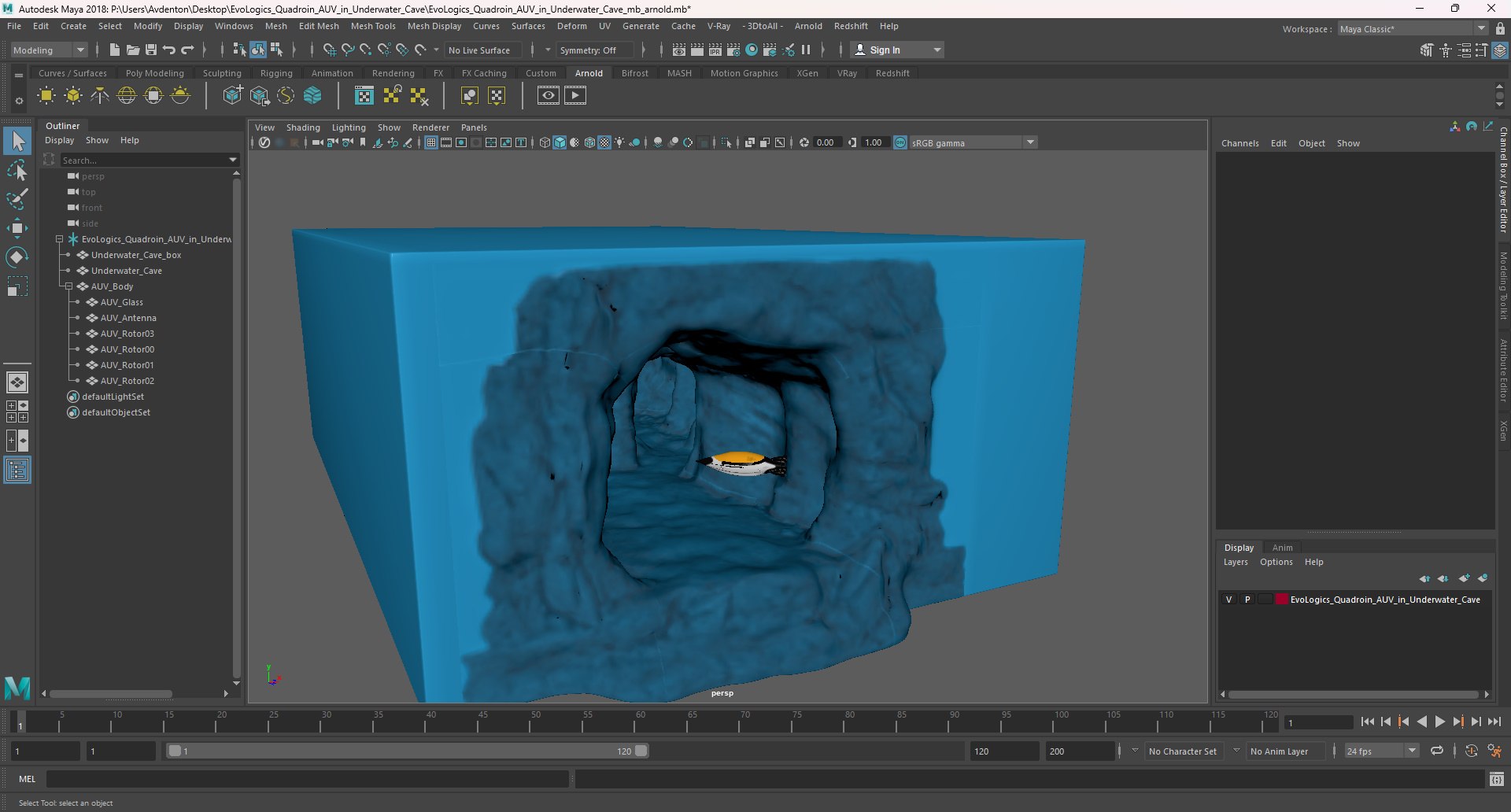 EvoLogics Quadroin AUV In Underwater Cave Model - TurboSquid 2383171