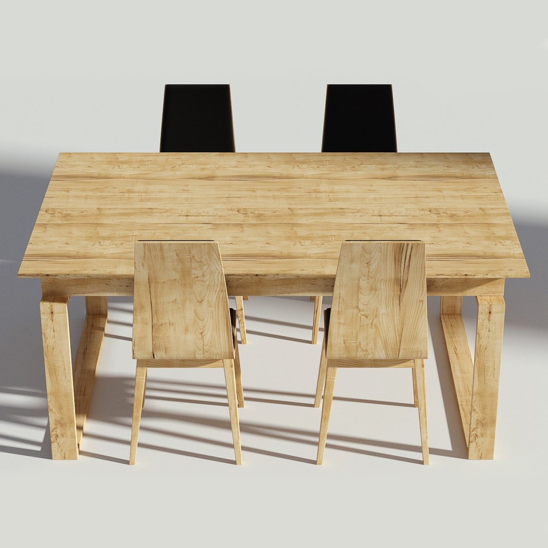 3D wooden dining set model - TurboSquid 1448866