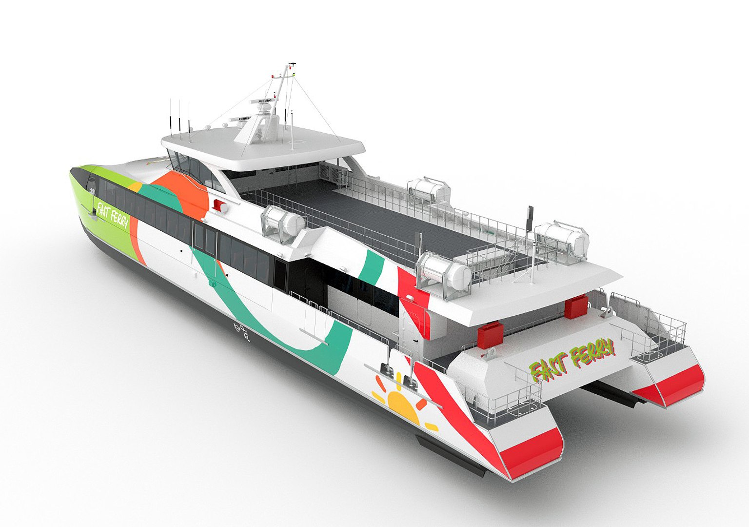 High speed catamaran ferry 3D model - TurboSquid 2001067