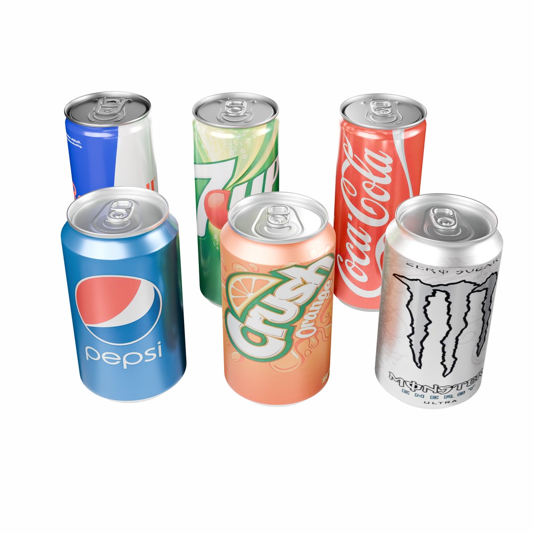 Realistic Beverage Can Collection Pepsi Red Bull CocaCola And More 3D ...