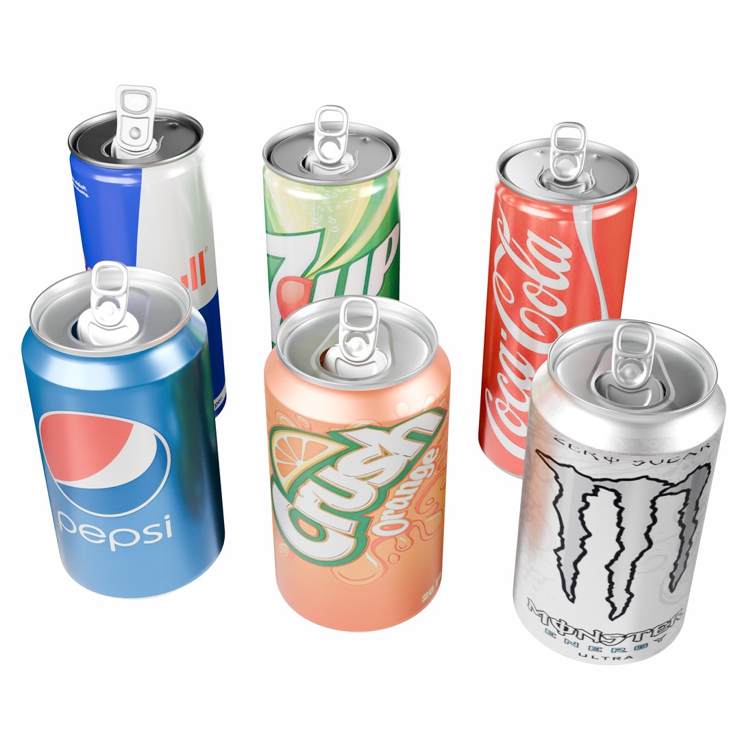 Realistic Beverage Can Collection Pepsi Red Bull CocaCola And More 3D ...