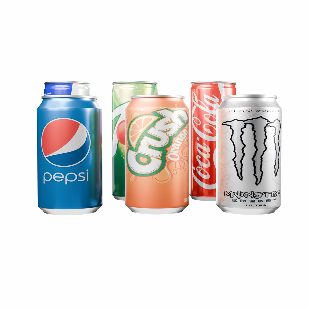Realistic Beverage Can Collection Pepsi Red Bull CocaCola And More 3D ...