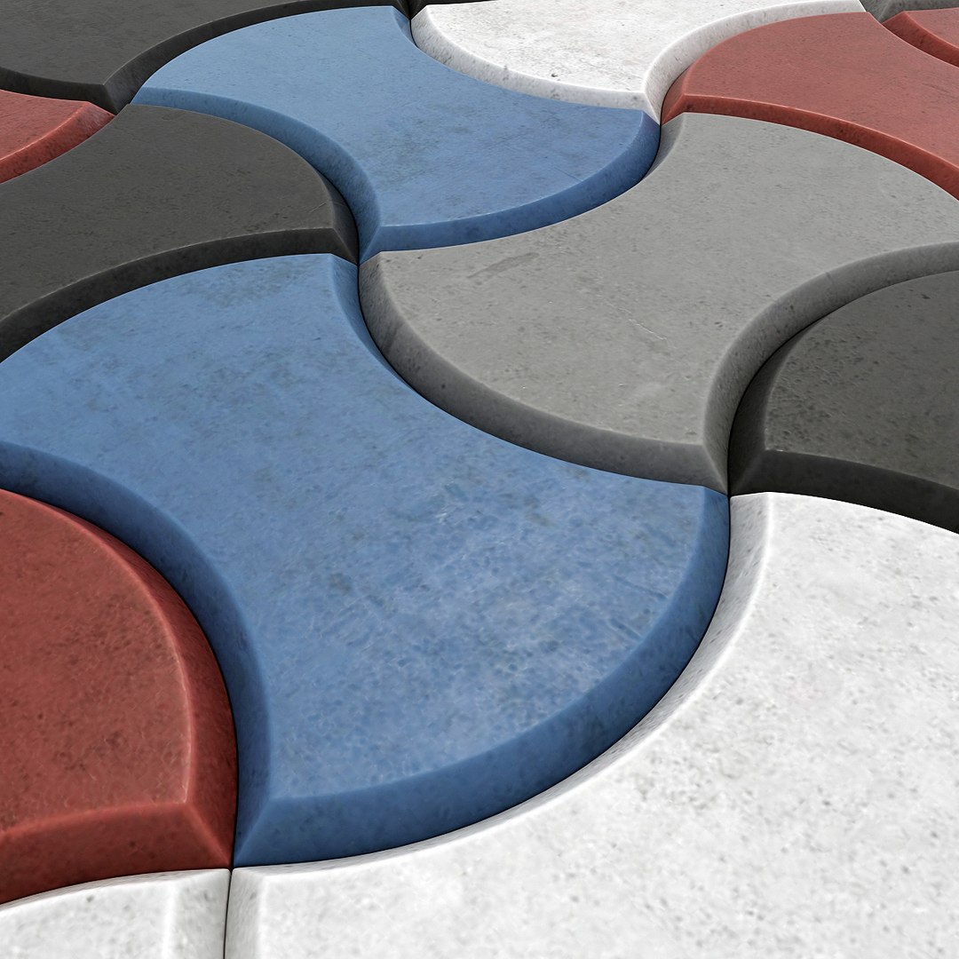 3D Paving Stone Color Half Circle N2 - TurboSquid 1794991