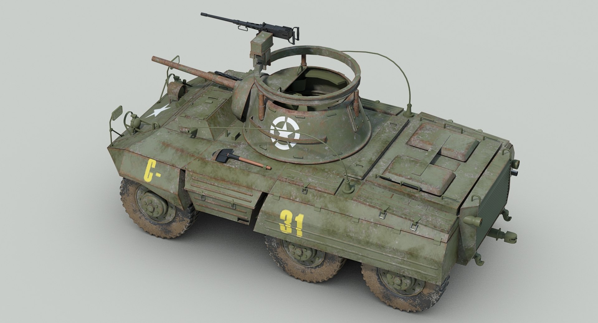 Ww2 M8 Greyhound Armored Car 3d Max
