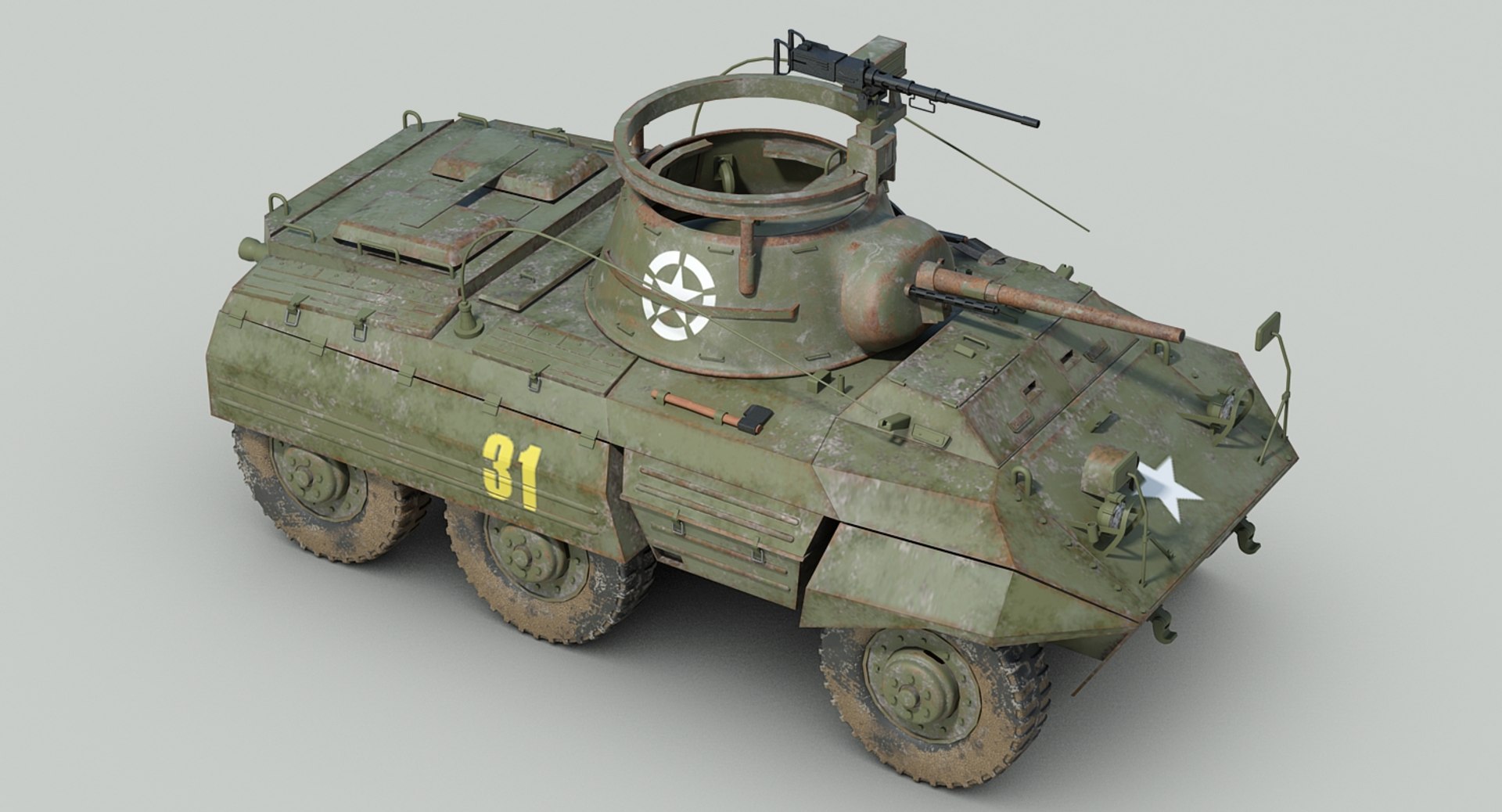 ww2 m8 greyhound armored car 3d max