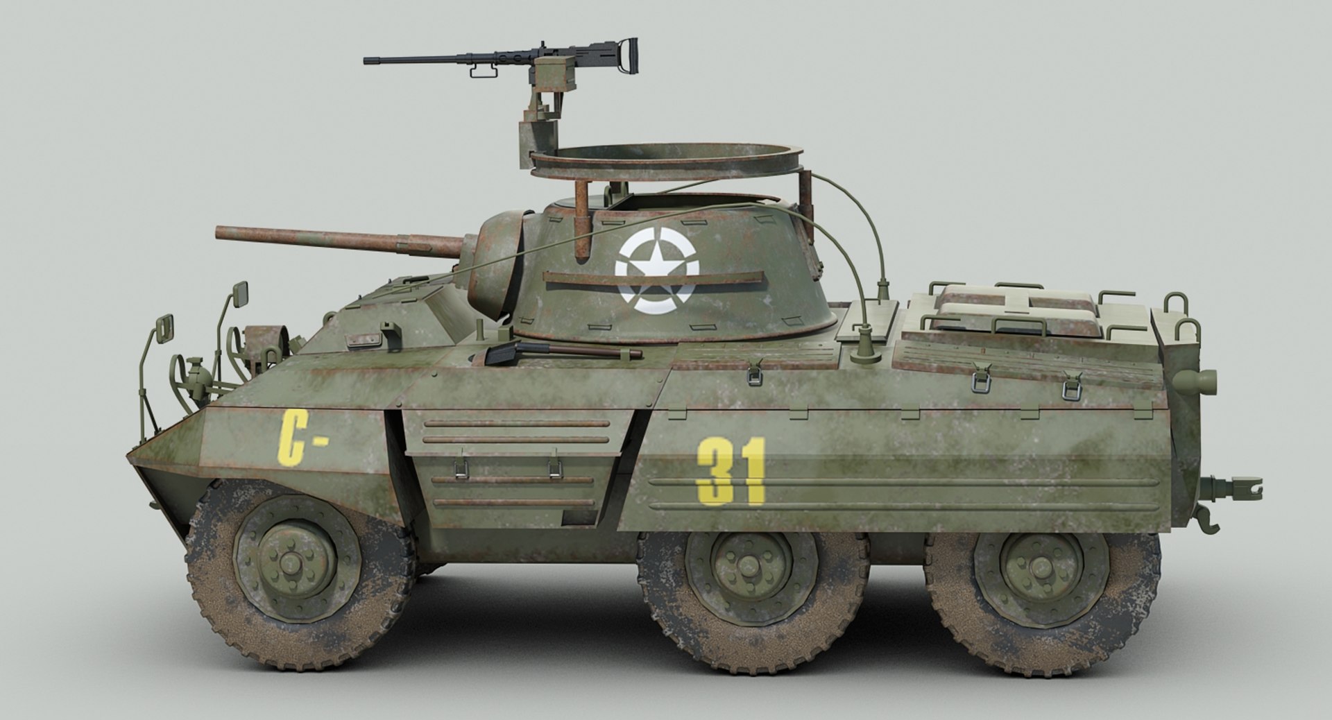 Ww2 M8 Greyhound Armored Car 3d Max