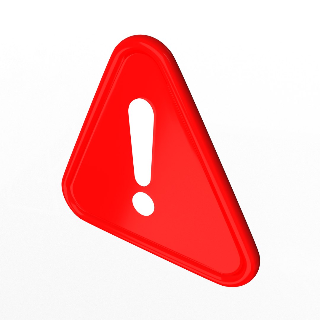 3D Red Warning Attention Sign - TurboSquid 2029371