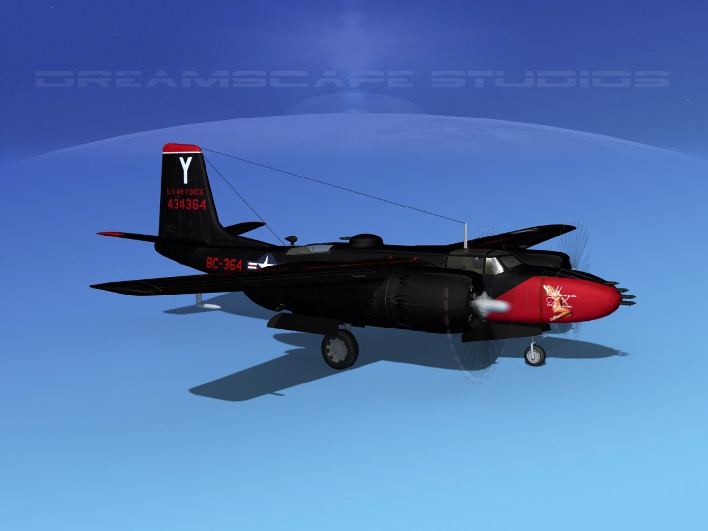 Douglas B-26b B-26 Bomber 3d Model
