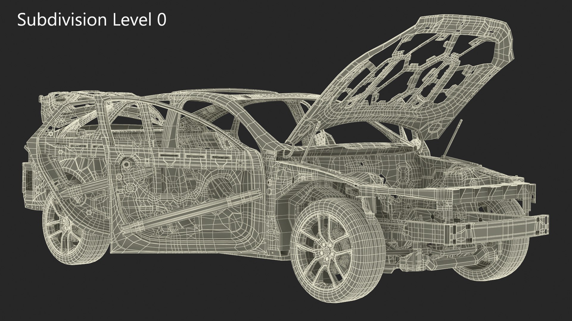 Car Frame And Chassis With Wheels Rigged Model - TurboSquid 2212781