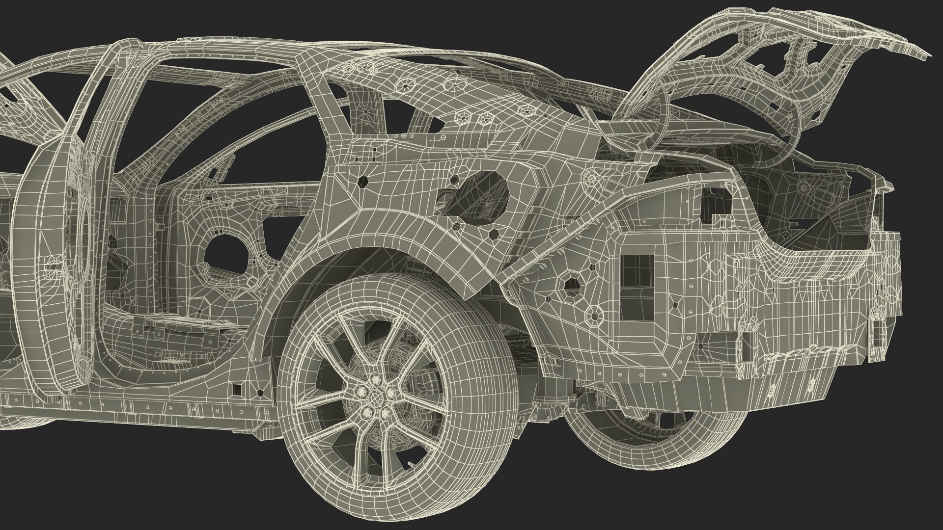 Car Frame And Chassis With Wheels Rigged Model - TurboSquid 2212781
