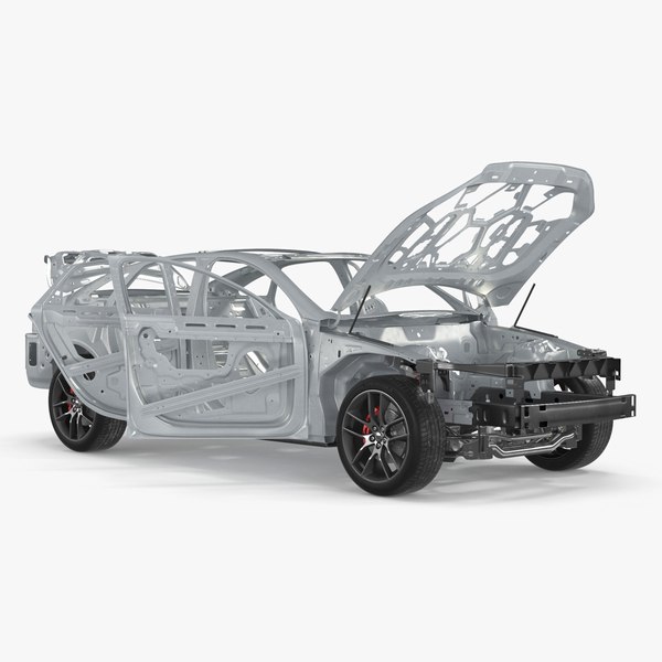 modelo 3d Bastidor y chasis del automóvil con ruedas aparejadas ...