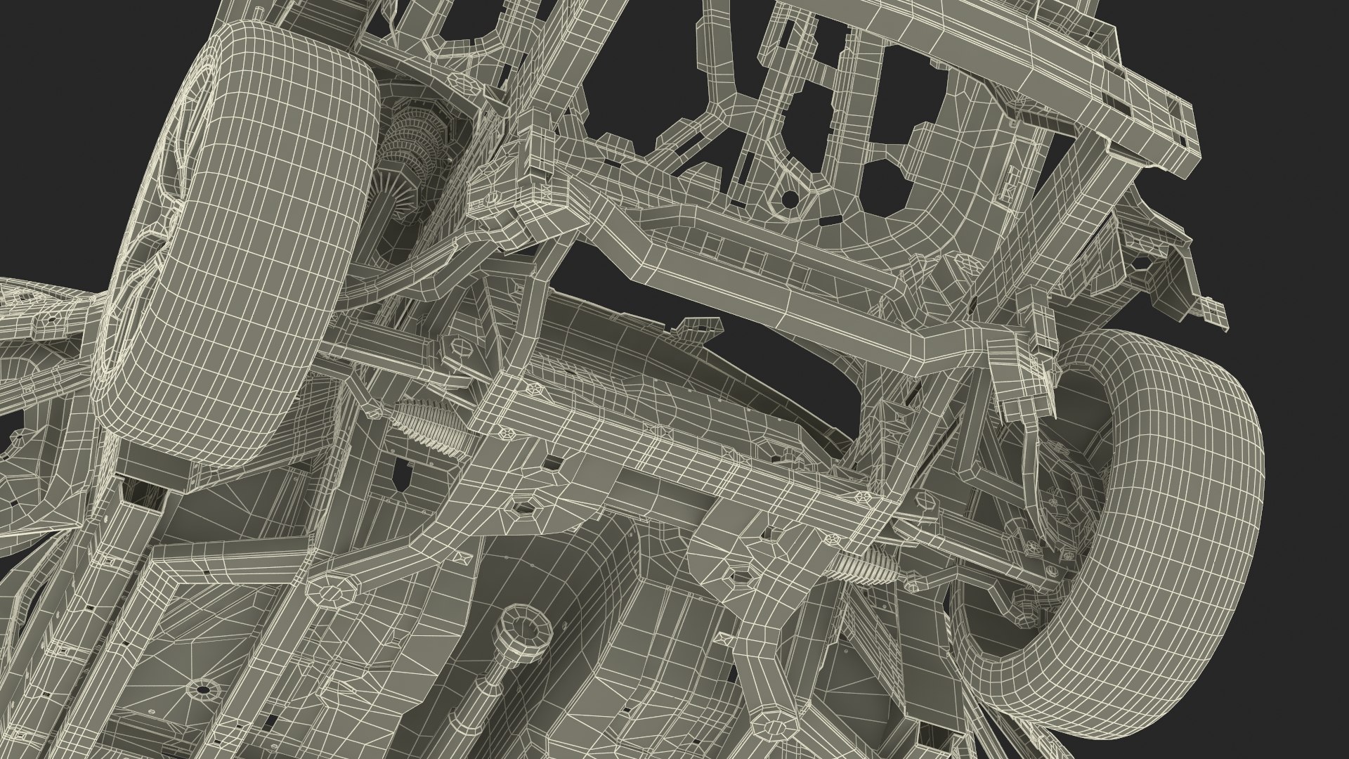 Car Frame And Chassis With Wheels Rigged Model - TurboSquid 2212781