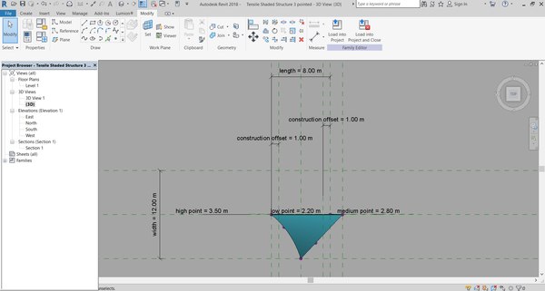 Revit Tensile Shaded Structure 3 Pointed .rfa .rte 3D model ...