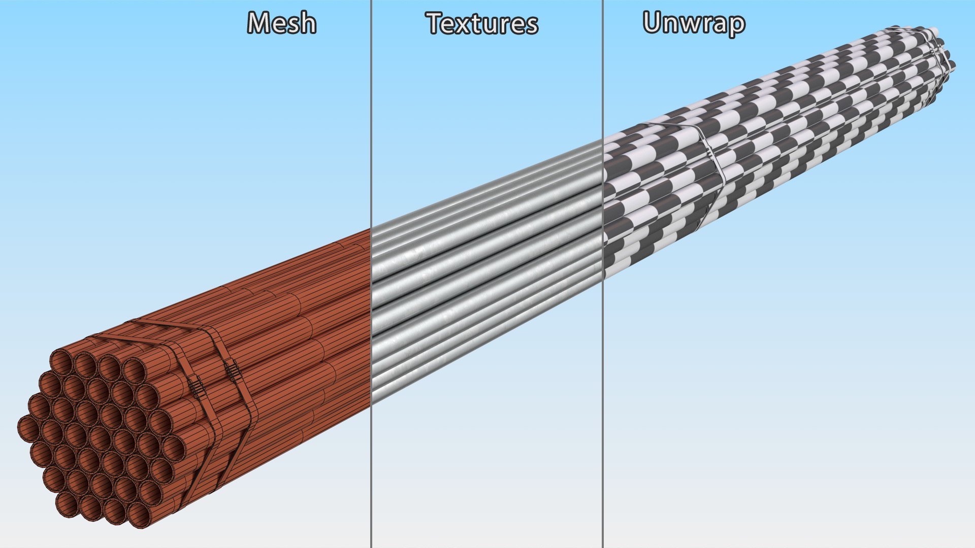 Steel Pipes Bundle 6 Meters 3D Model - TurboSquid 2211542