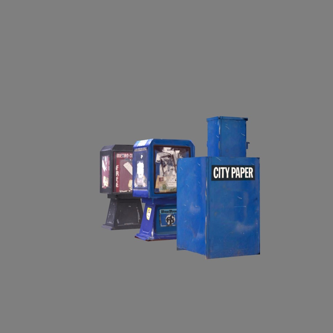newspaper boxes 3d obj