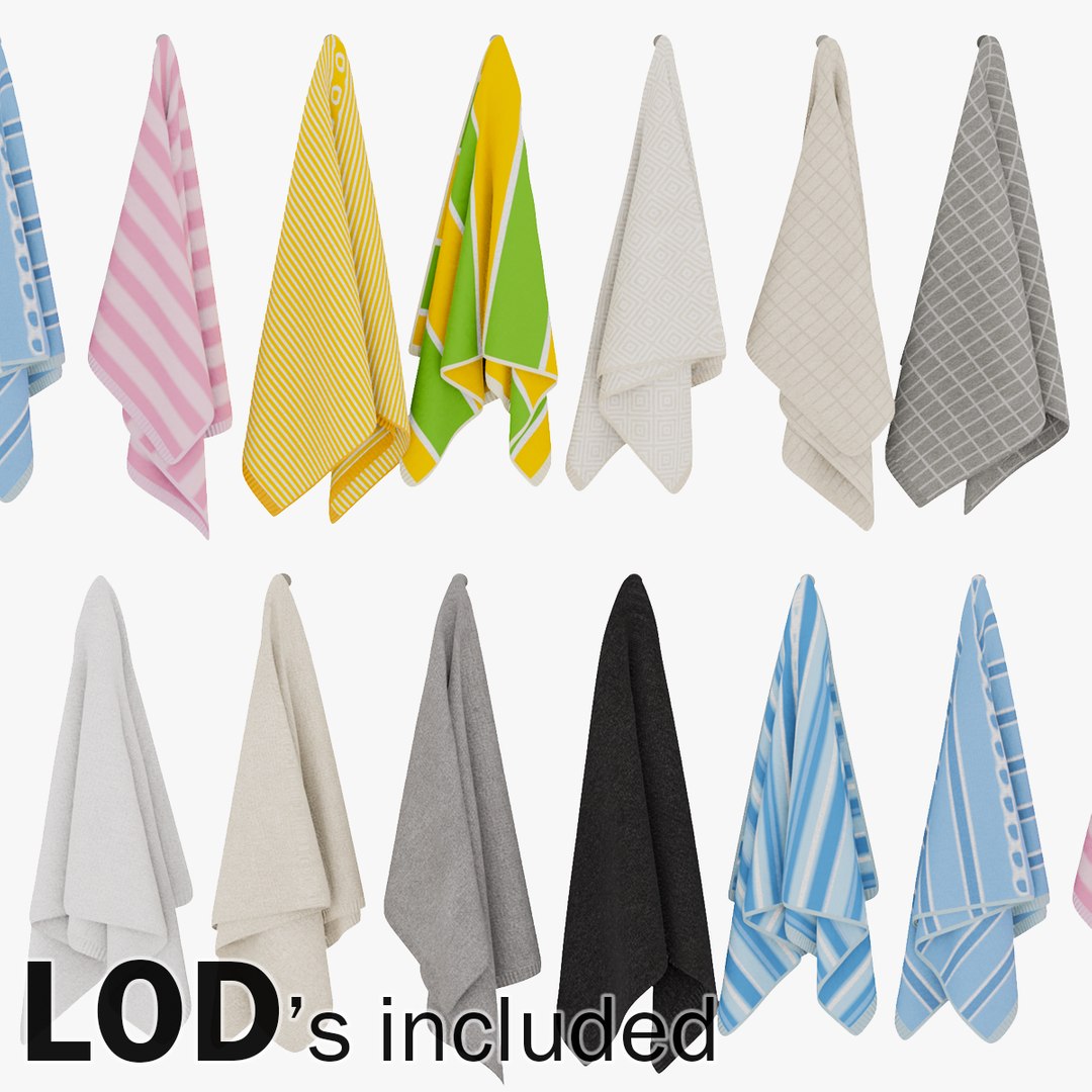 3D Hanging Bath Towel Set LODs Model - TurboSquid 2342181