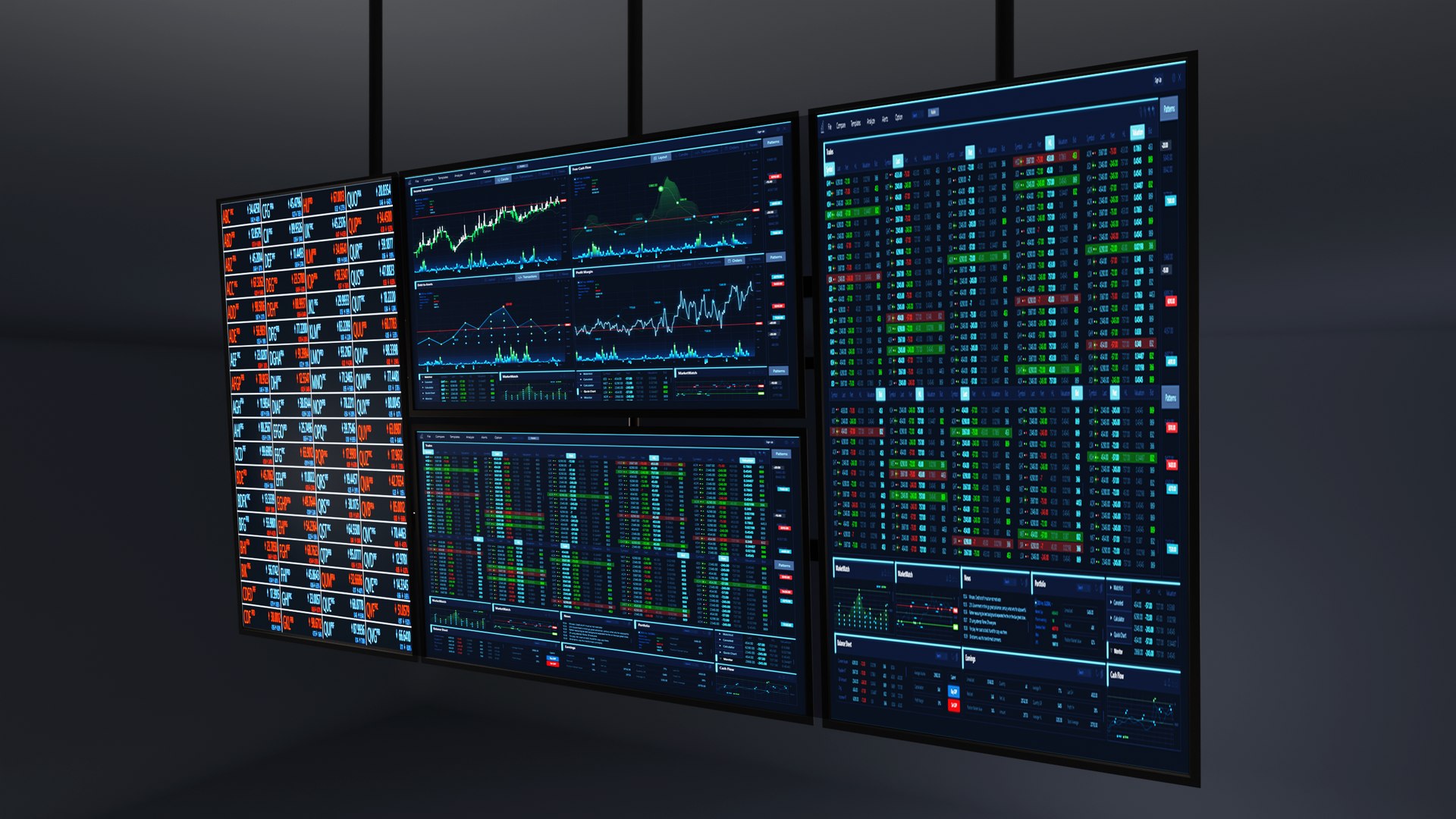 Stock Market Trading Monitors With Data 3D Model - TurboSquid 2440471