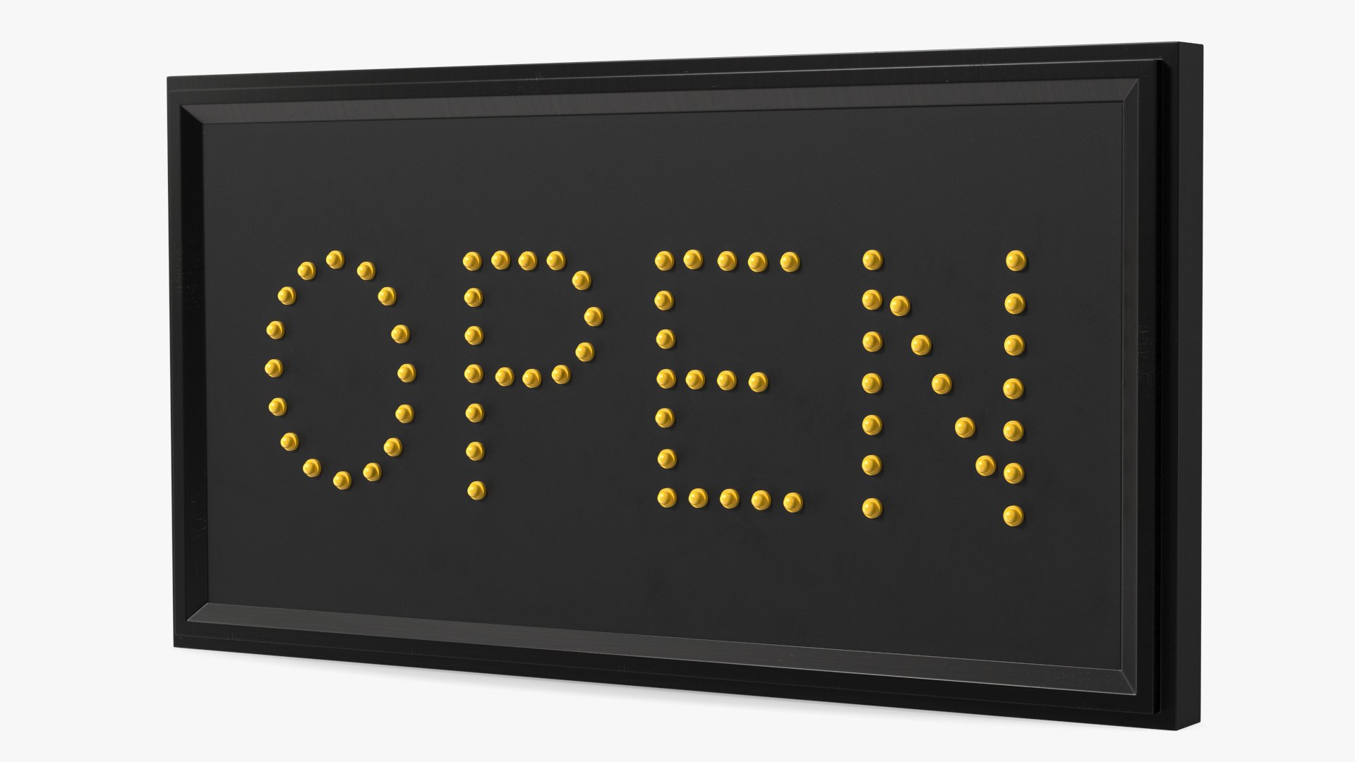 Rectangle Yellow LED Business Sign Open OFF model - TurboSquid 2104659