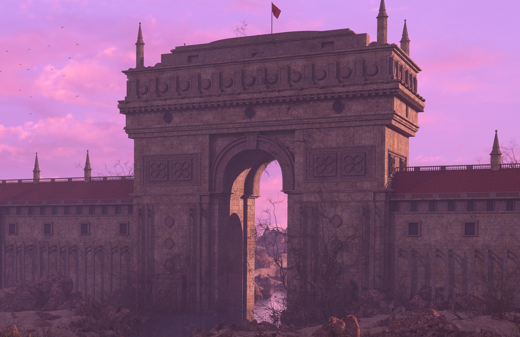 Fantasy Ancient Wall Gate 3D Model - TurboSquid 1835541