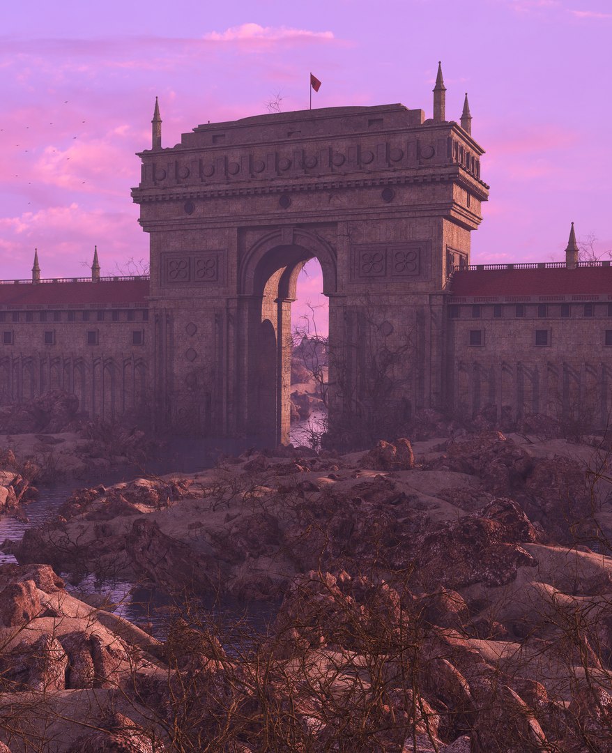 Fantasy Ancient Wall Gate 3D Model - TurboSquid 1835541