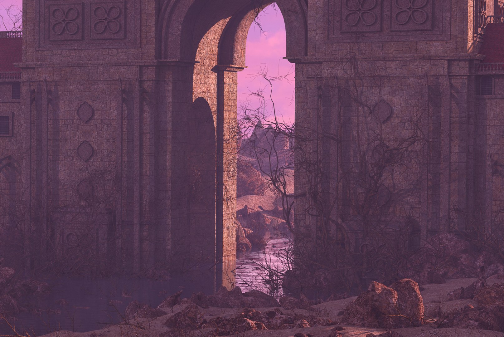 Fantasy Ancient Wall Gate 3D Model - TurboSquid 1835541