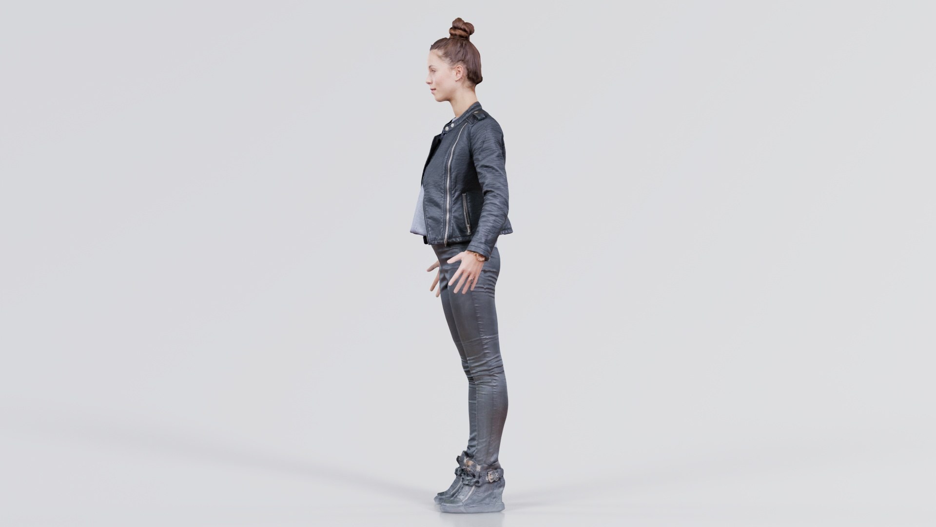 Standard Pose Woman In Leather Skirt Remastered 3D Model - TurboSquid ...