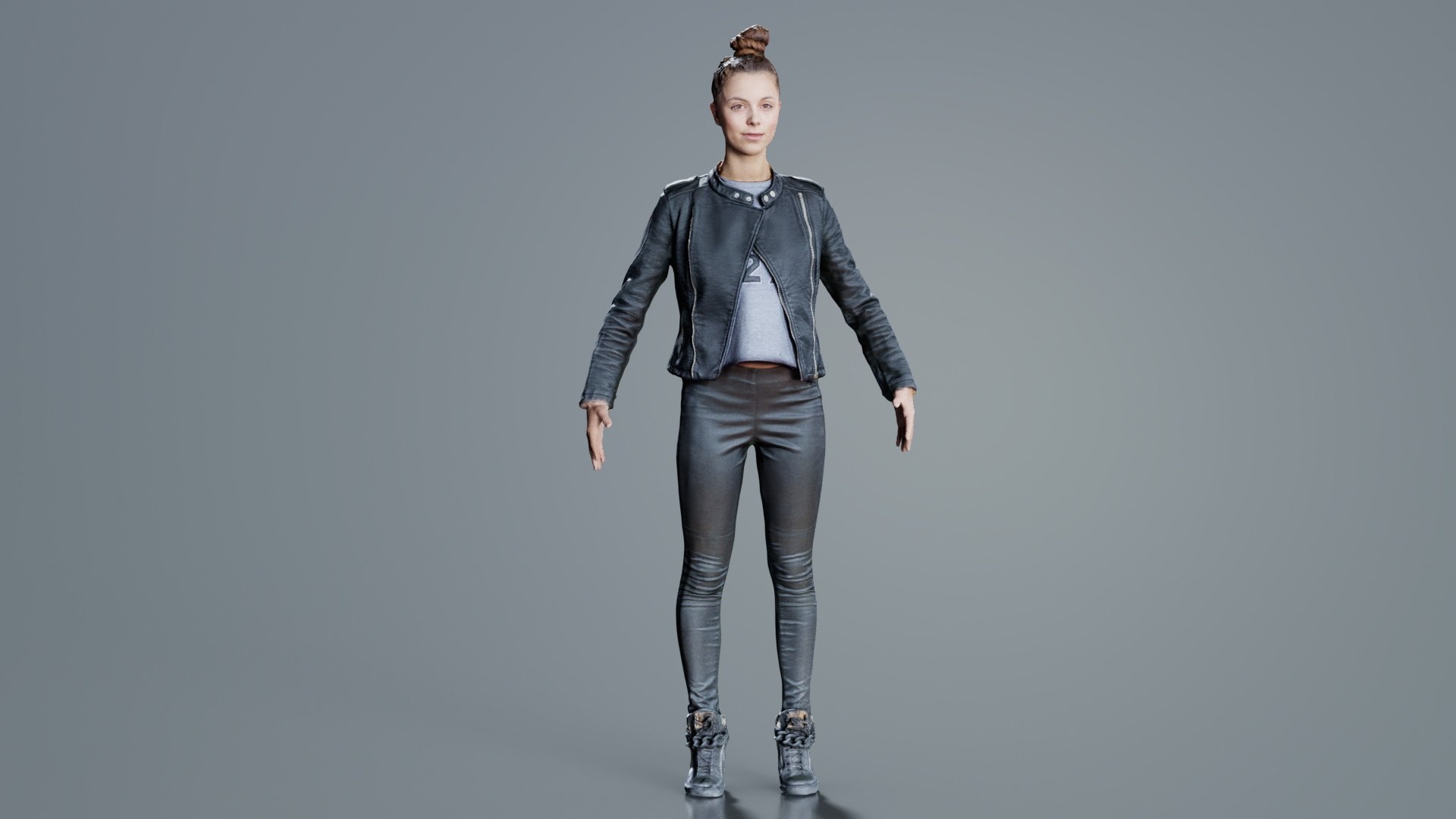 Standard Pose Woman In Leather Skirt Remastered 3D Model - TurboSquid ...