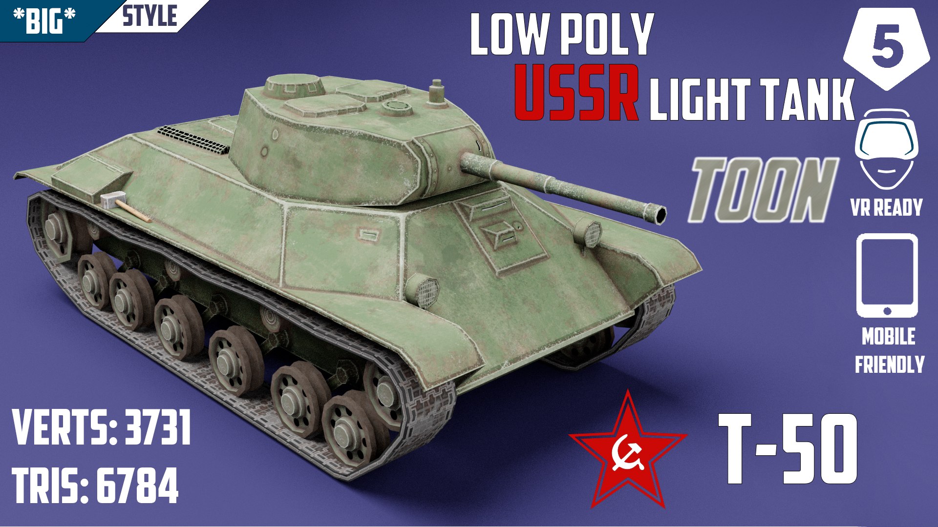 3D T-50 Tank Ussr Toon Model - TurboSquid 1242832