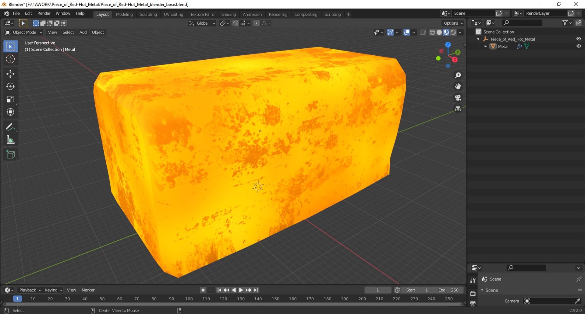 3D Piece Of Red-Hot Metal Model - TurboSquid 2252666