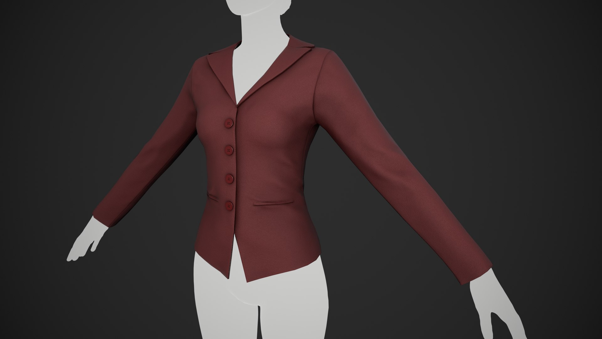 Red Woman Blazer 3D Model - TurboSquid 2174488