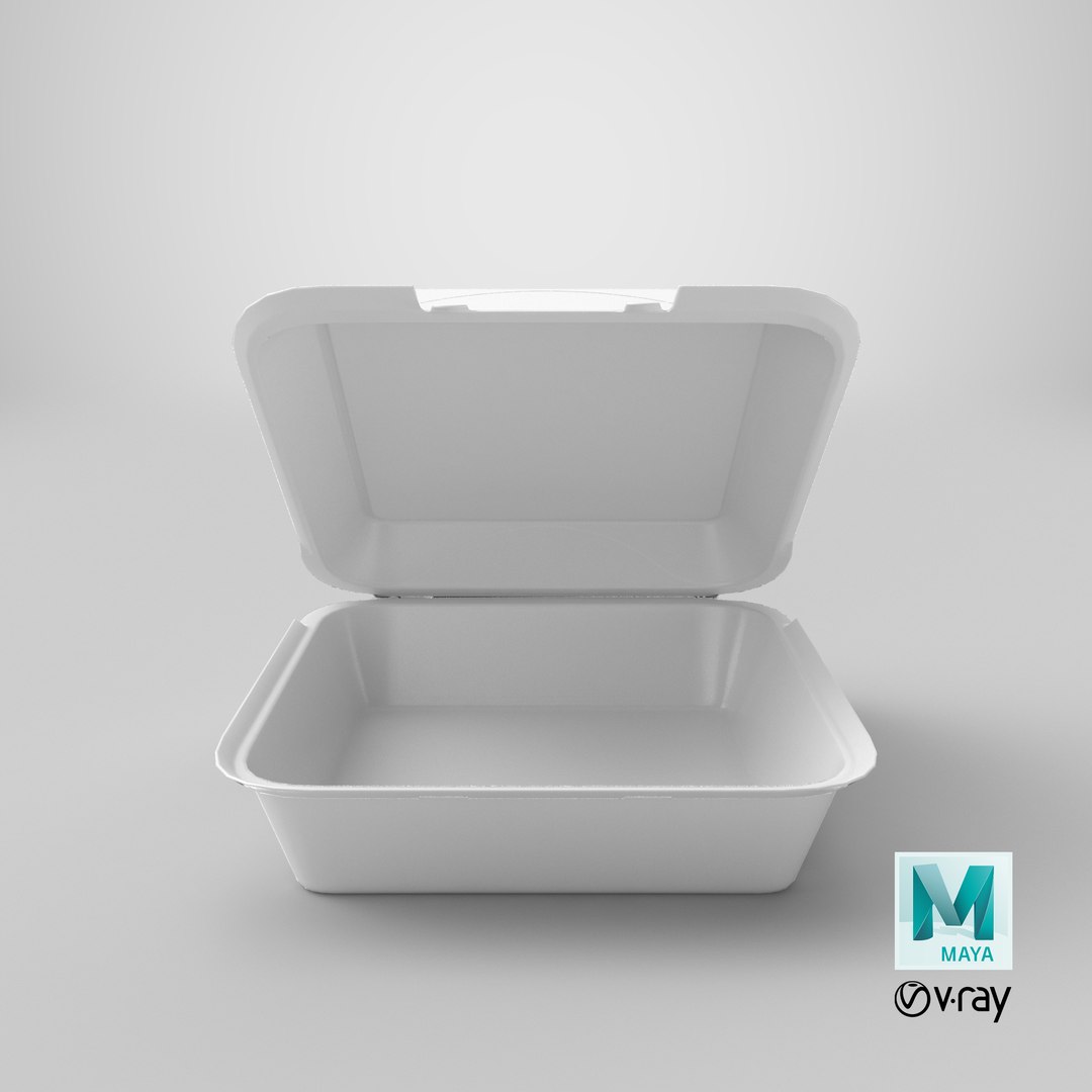 3d styrofoam box open model