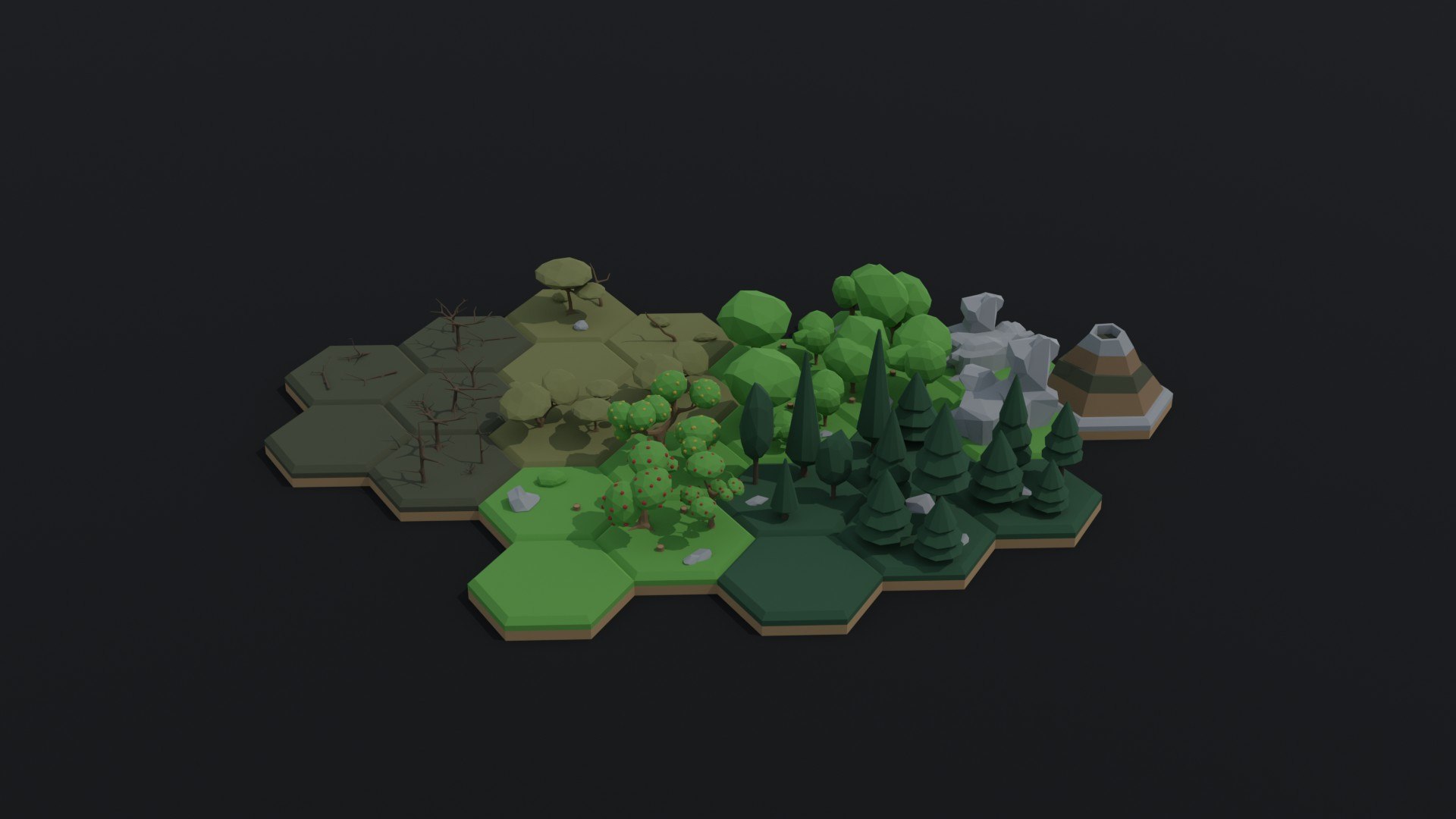 3D Low-poly Cartoon Polygonal hexagonal islands model - TurboSquid 2038193