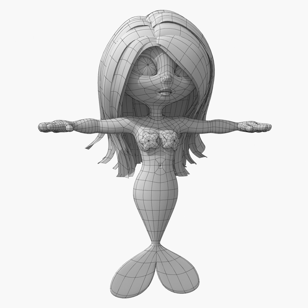 cartoon mermaid 3d model