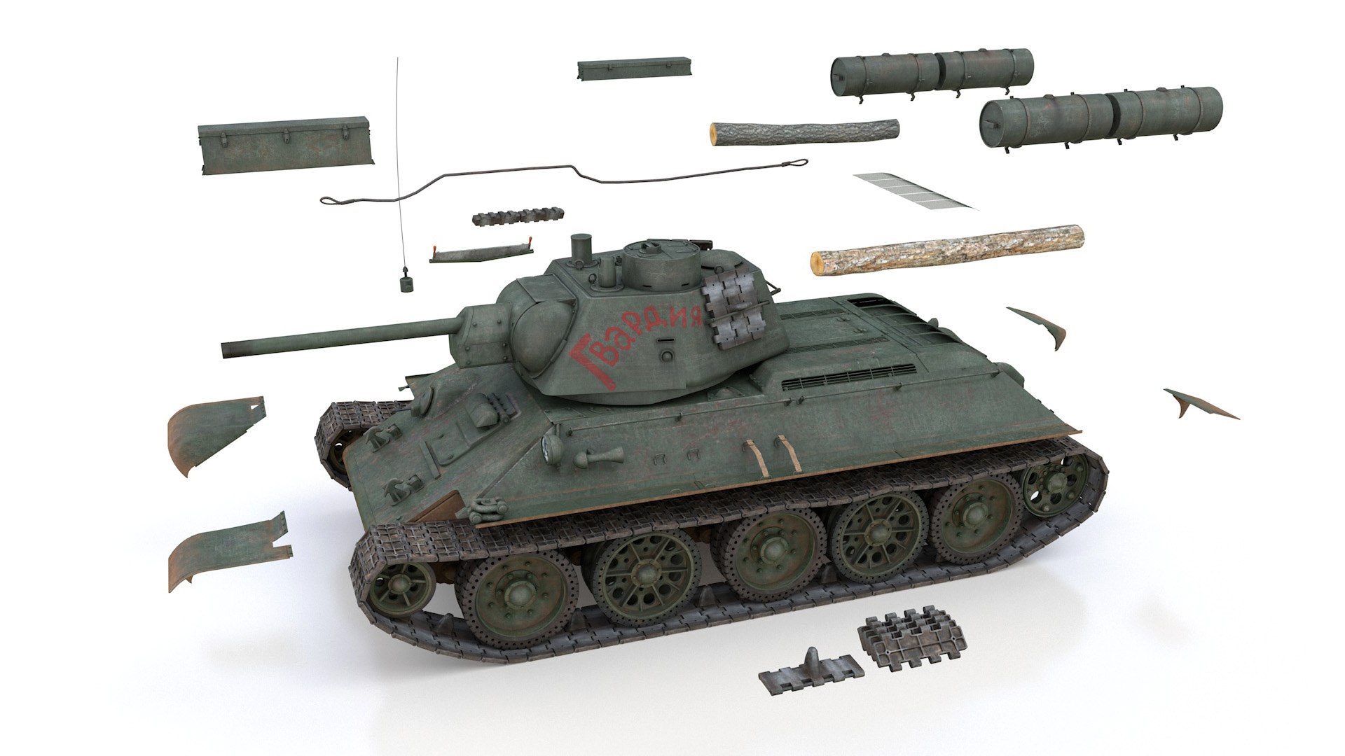 T-34-76 Model 1943 Soviet Medium Tank Guards 3D Model - TurboSquid 1714978