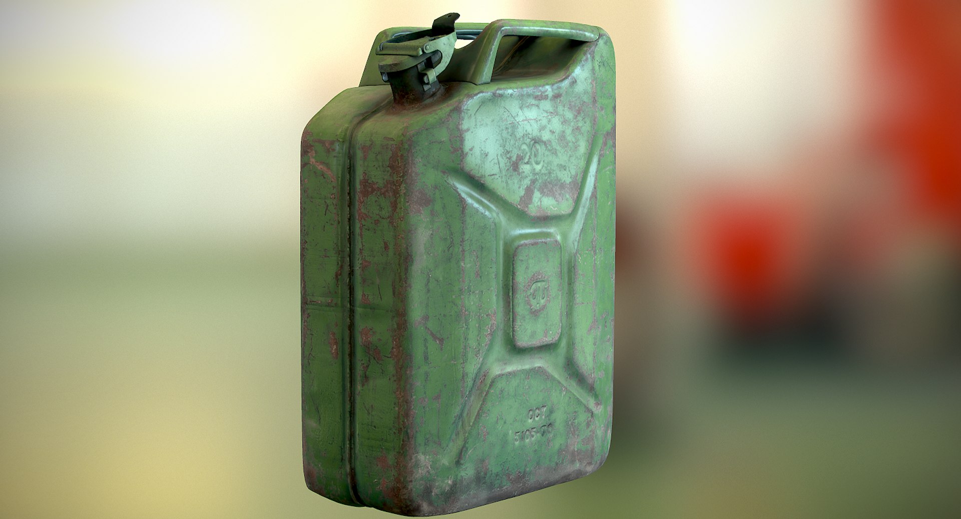 3d model old green rusty gasoline