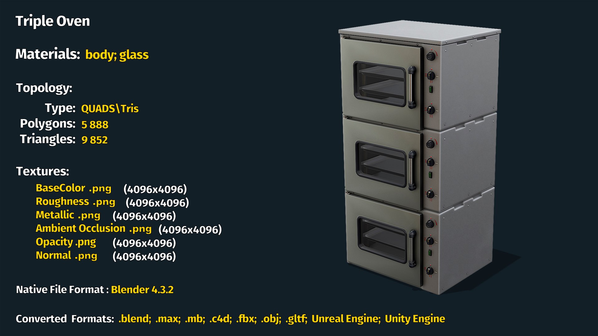 3D Triple Oven(1) Model - TurboSquid 2384979