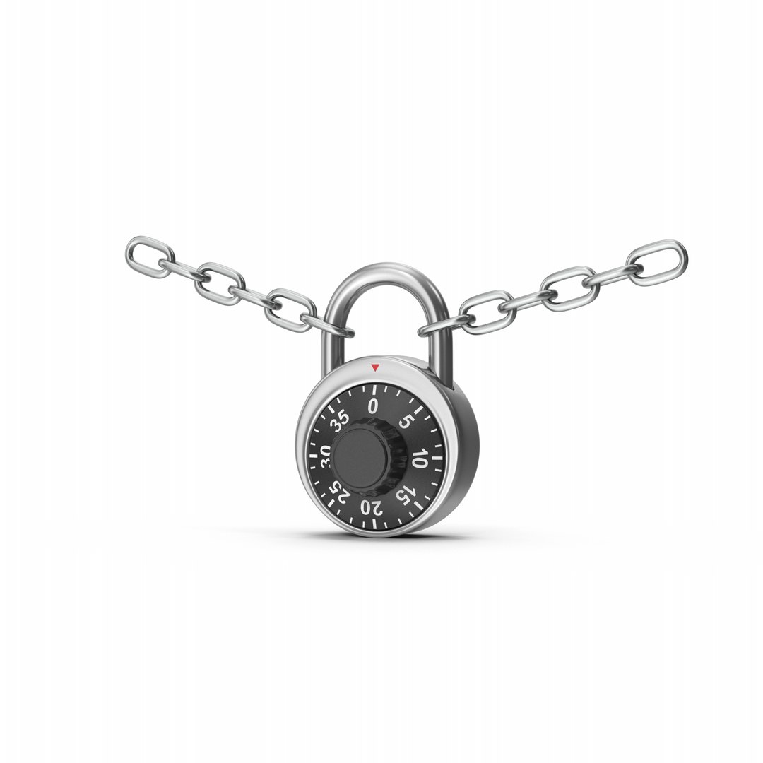 3D Model Chained Round Padlock Hanging - TurboSquid 2265647