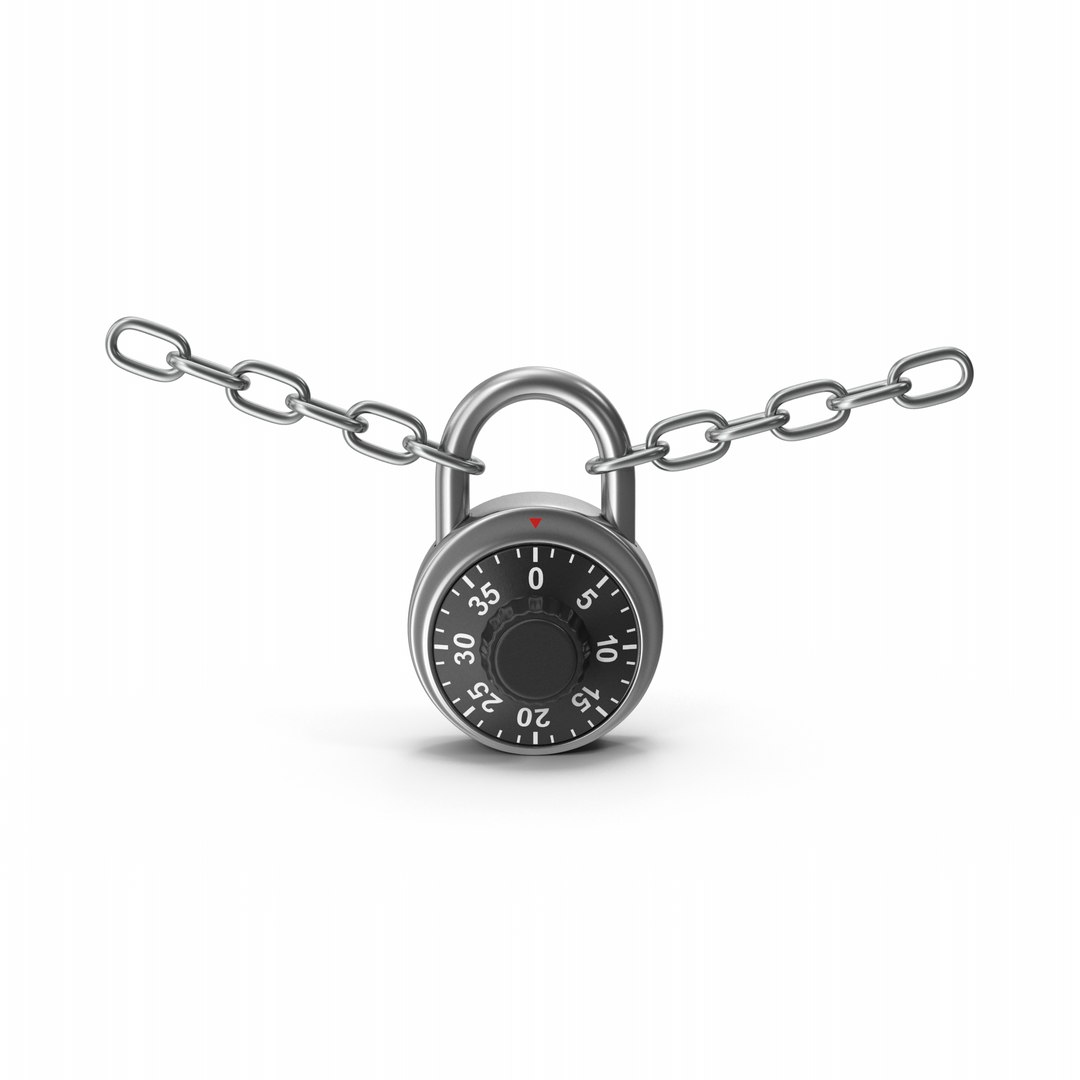 3D Model Chained Round Padlock Hanging - TurboSquid 2265647