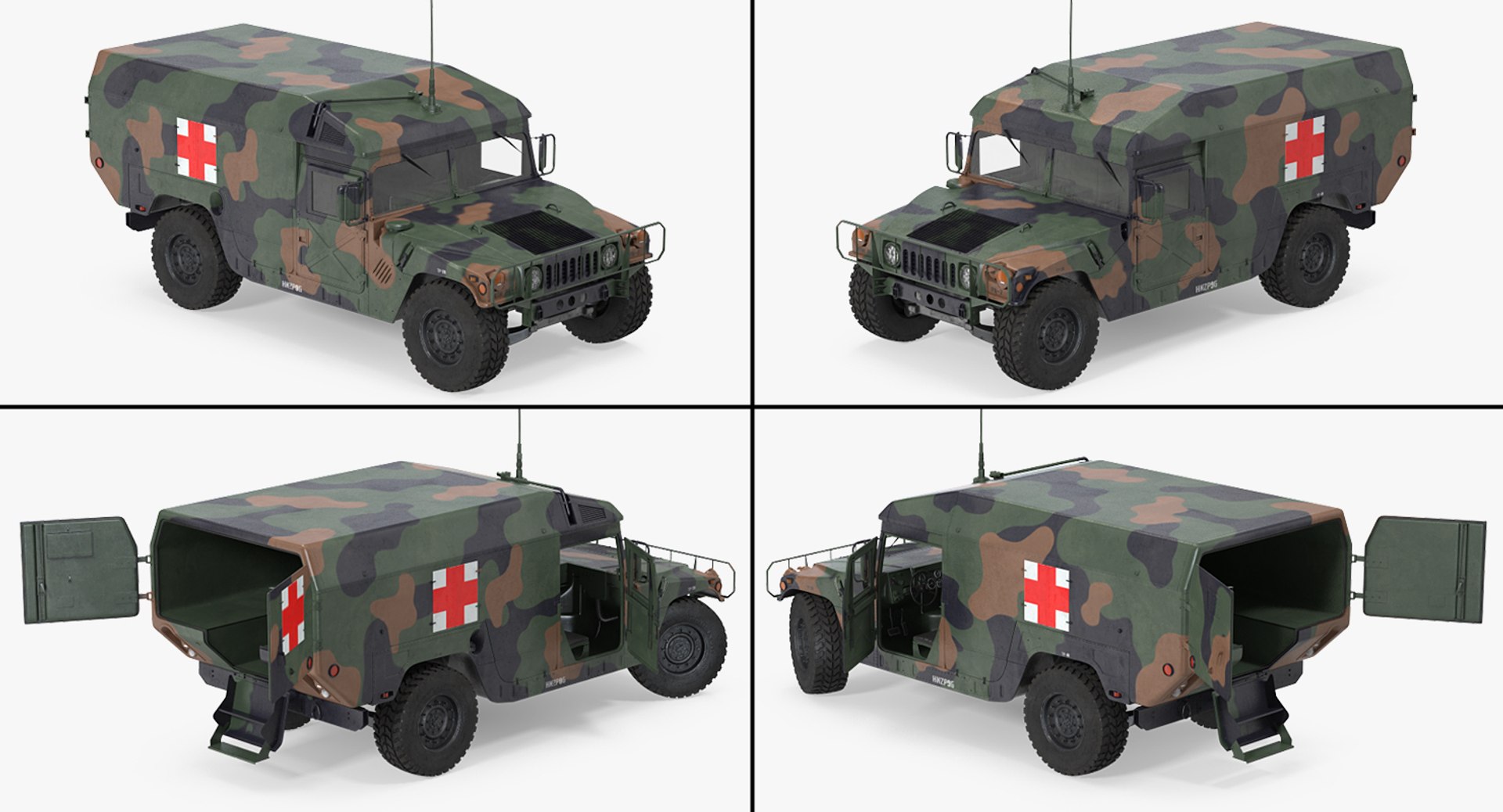 Mini Ambulance Military Car 3d Model