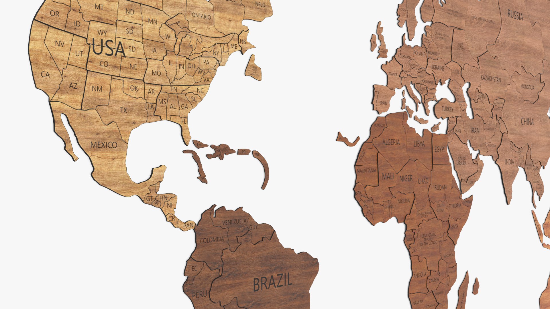 Wood Created World Map 3D Model - TurboSquid 2202813