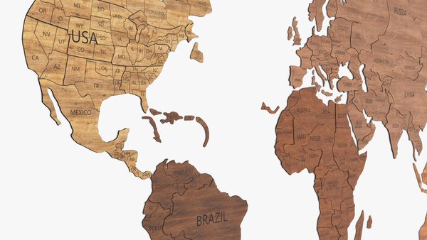 modelo 3d Mapa mundial creado en madera - TurboSquid 2202813