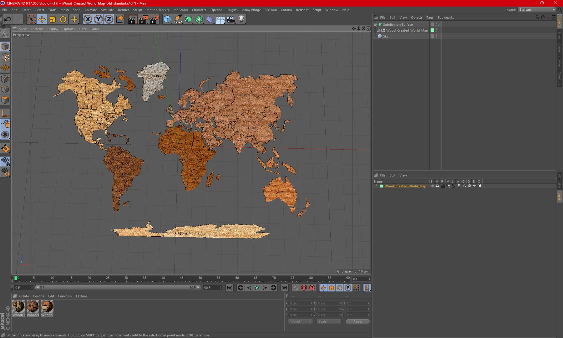 Wood Created World Map 3D Model - TurboSquid 2202813