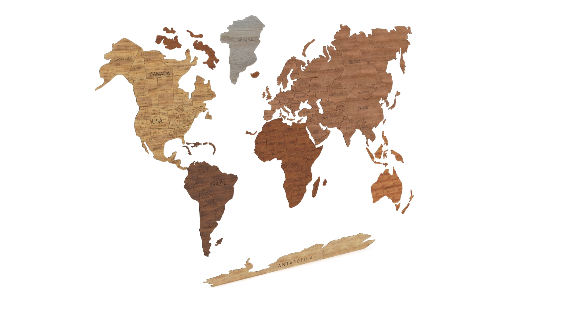 Wood Created World Map 3D Model - TurboSquid 2202813