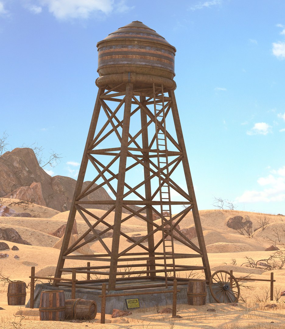 3D Model Water Tanks Desert Environment. - TurboSquid 1729674