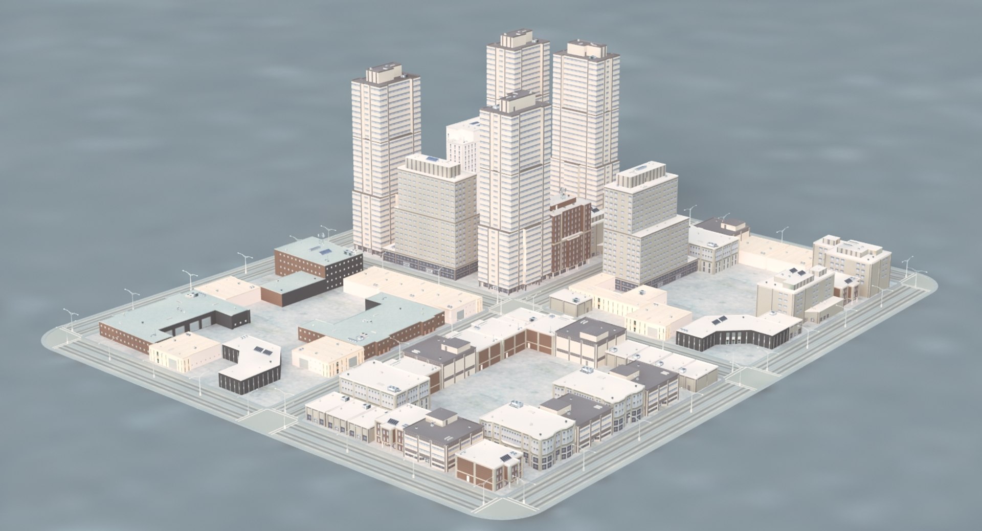 3d buildings block model