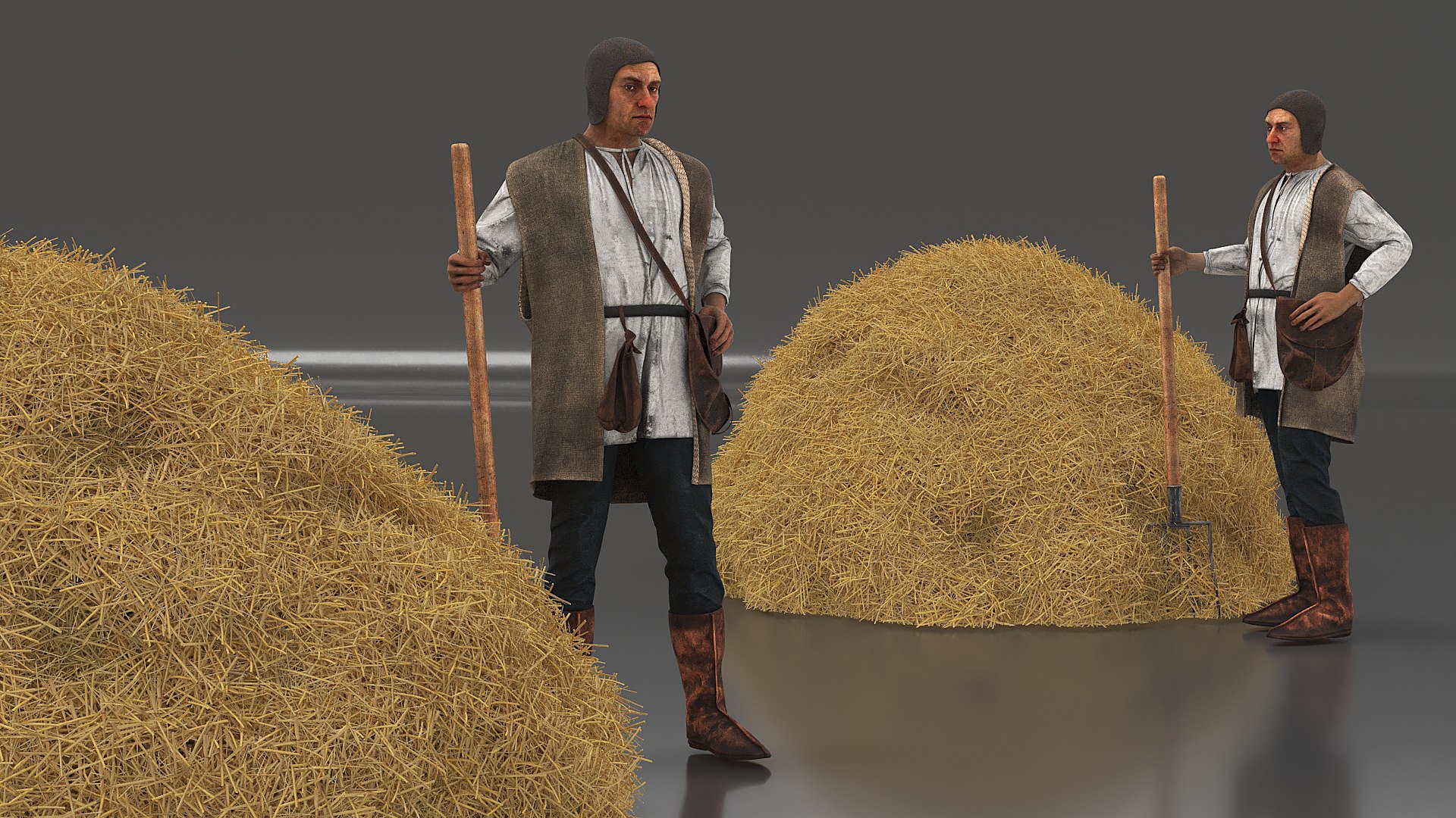 3D Medieval Peasant With Hay Model - TurboSquid 2376332