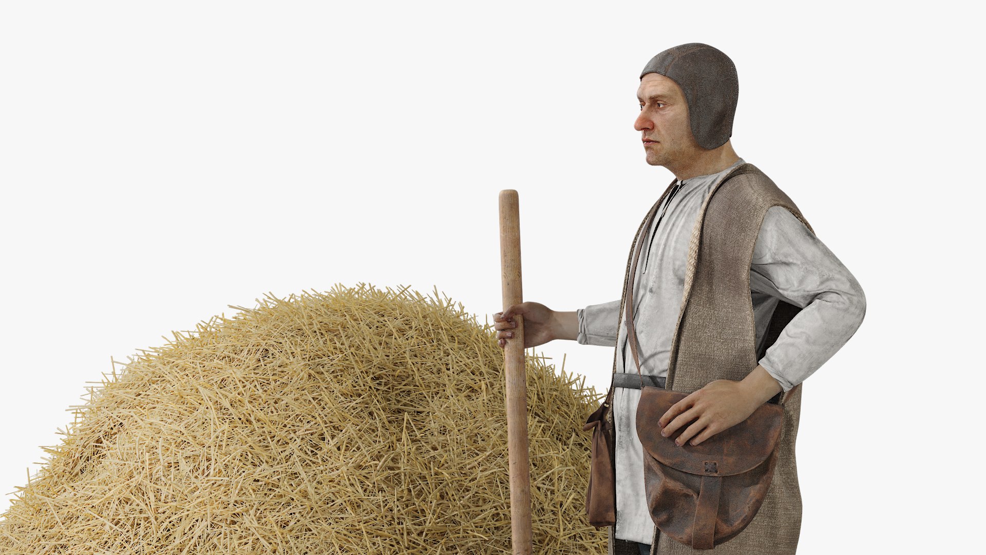3D Medieval Peasant With Hay Model - TurboSquid 2376332