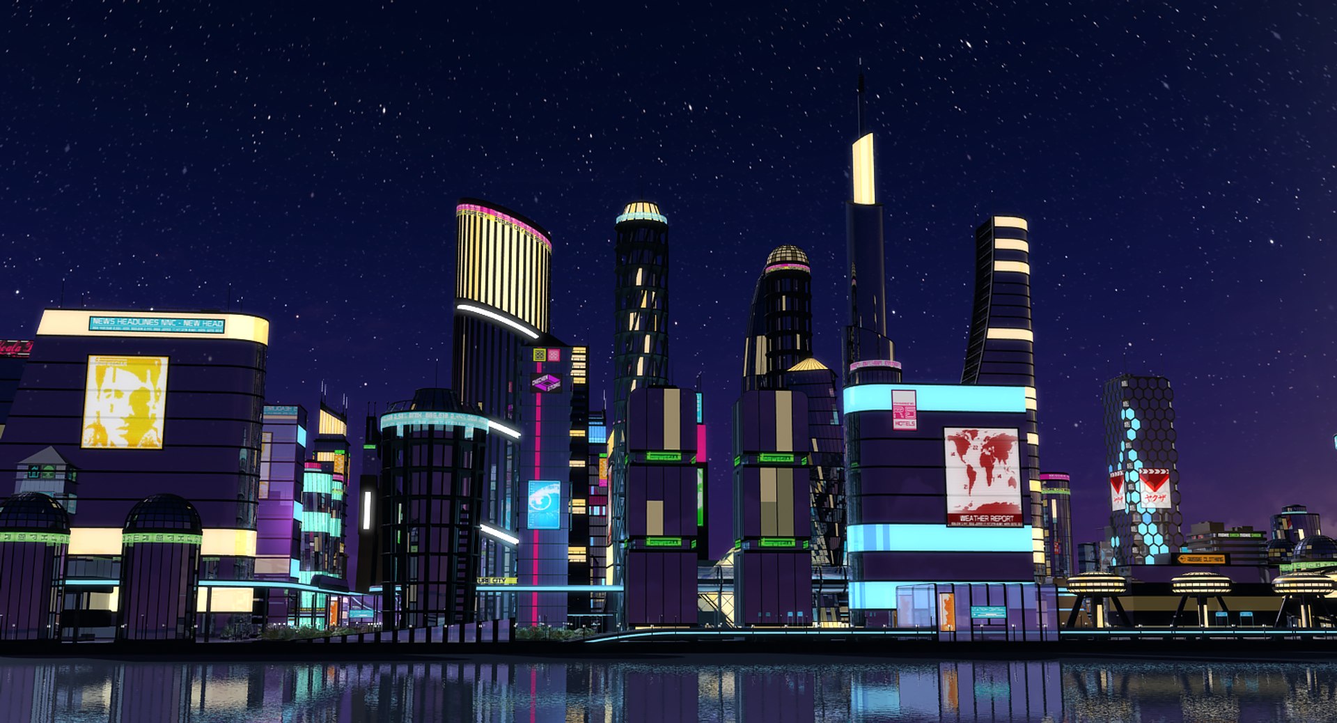 3D city night model - TurboSquid 1255631